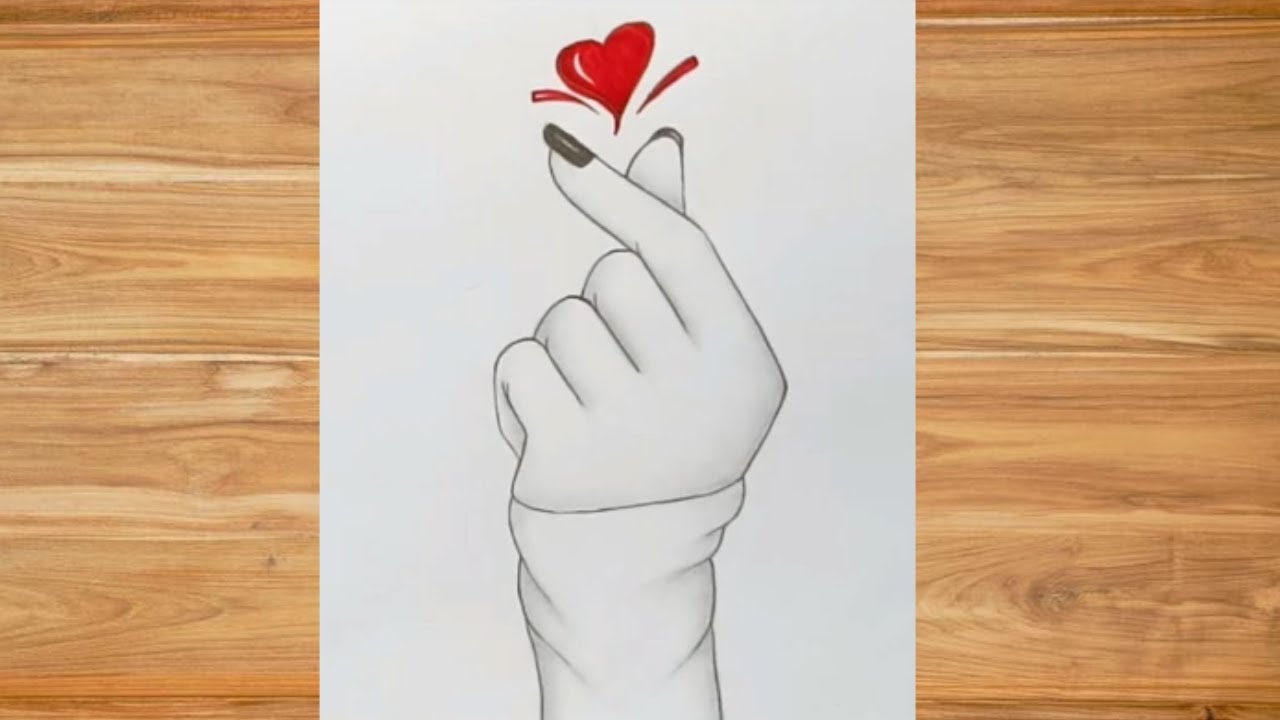 Pencil drawing of hand with beautiful heart | How to draw a heart with ...