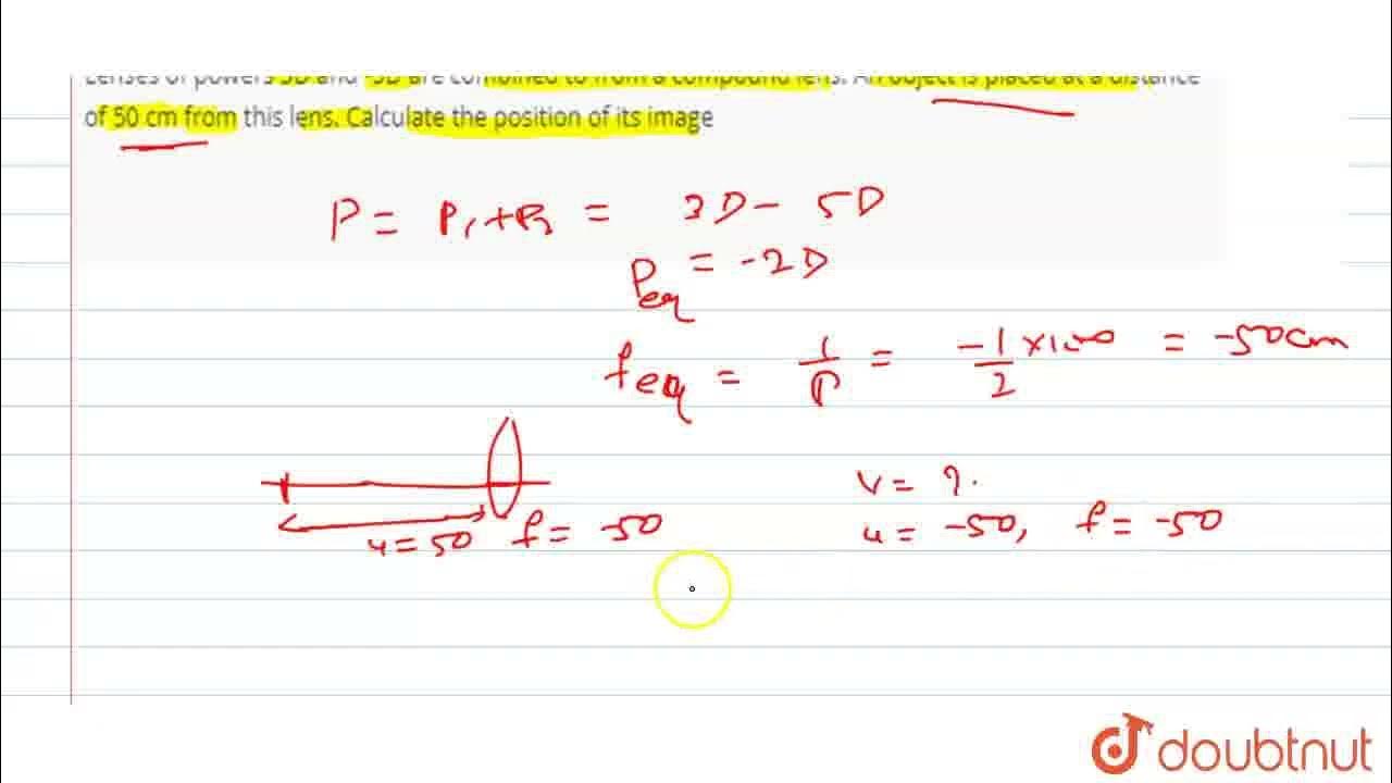Lenses of powers 3D and -5D are combined to from a compound lens. An ...