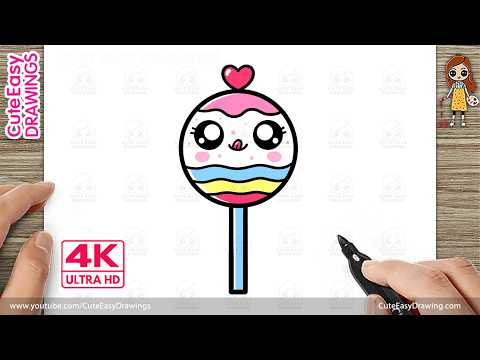 How to Draw a Cute Rainbow Heart Lollipop Easy - Step by Step for Kids