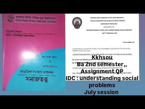 Kkhsou, Assignment question paper, Ba 2nd semester,, understanding ...