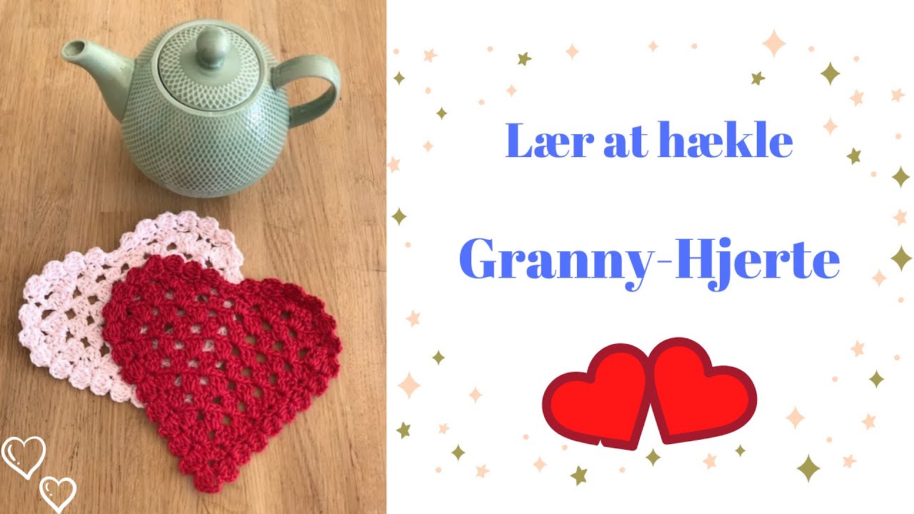 Hæklet coaster - Granny hjerte - nemt og enkelt - YouTube