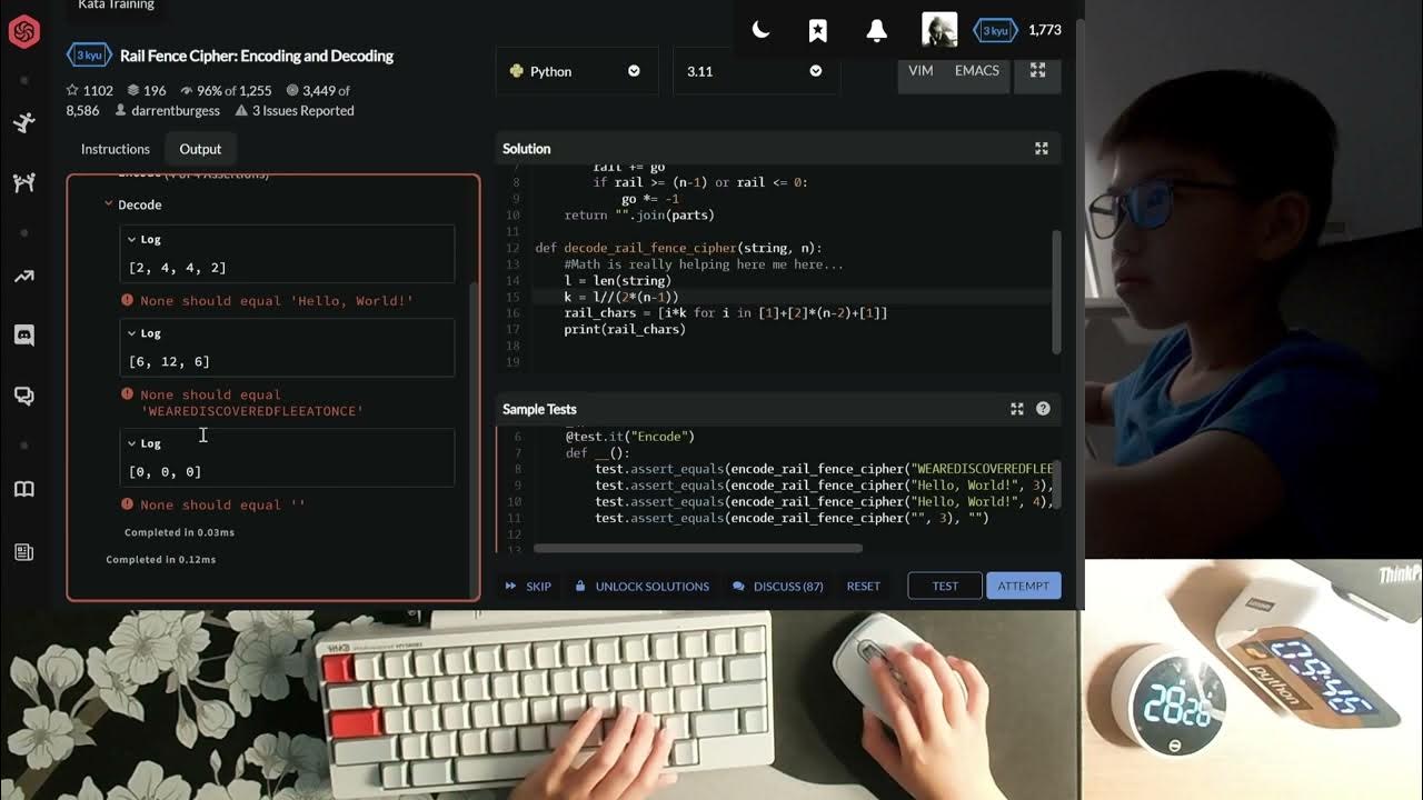 Codewars | Python | HHKB keyboard | 40 min real time | no talking | EP-43 | 3 kyu Challenge ...