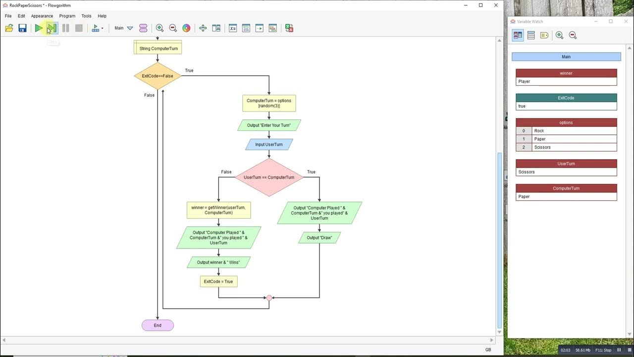 Flowgorithm - Rock Paper Scissors - YouTube