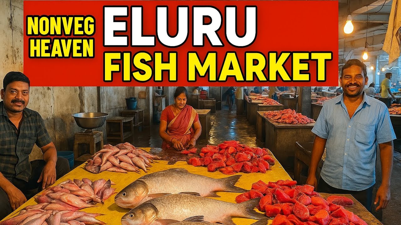 ELURU FISH MARKET 4K VIDEO | NONVEG HEAVEN IN ELURU | CRABS | PRAWNS ...