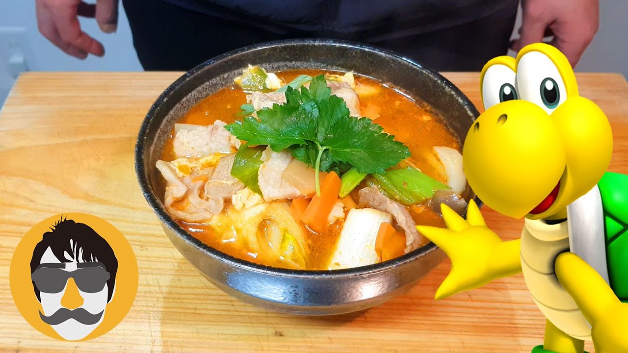 【Japanese-Style Korean Recipes】"Koopa" Spicy Pork and Vege Soup - YouTube