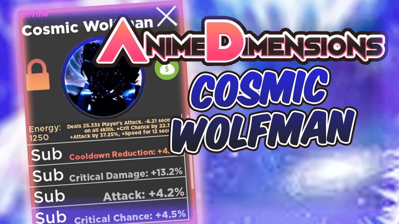 Cosmic Wolfman Pet Showcase In Anime Dimensions - YouTube