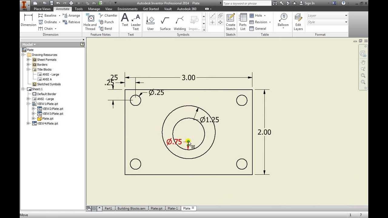 Autodesk Inventor 2014 Tutorial for Beginners Adding Views and Annotations - YouTube