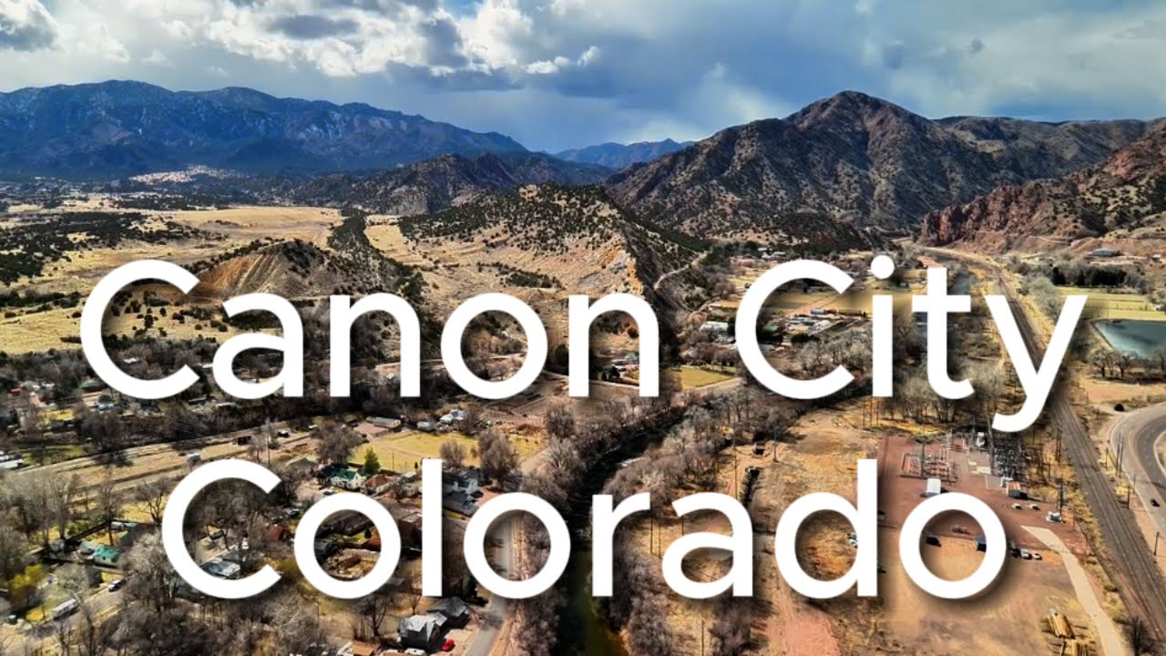 Cinematic drone flyover of Canon City, Colorado including the Royal ...