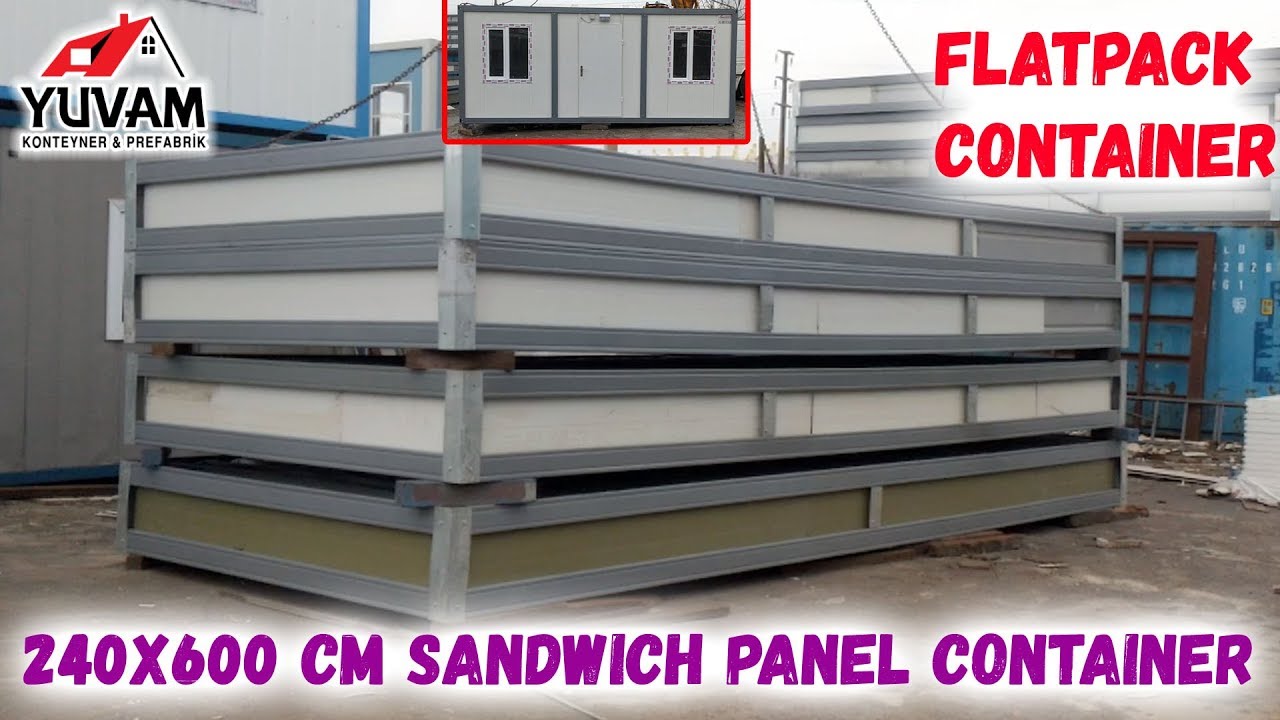 240x600cm Yuvam Sandwich Panel Flat Pack Demountable Container - YouTube