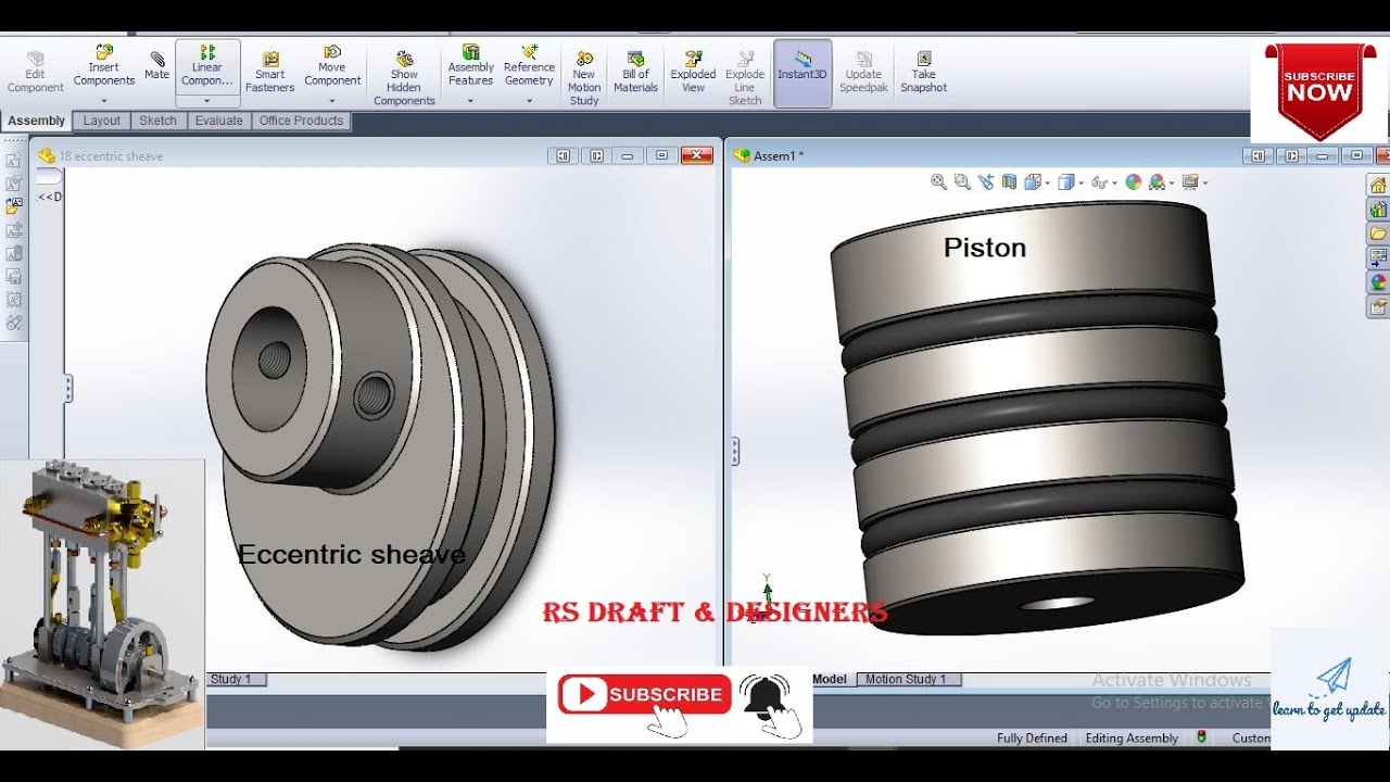 Eccentric Sheave and Piston 3D Modeling @rsdraftanddesigners Solid ...