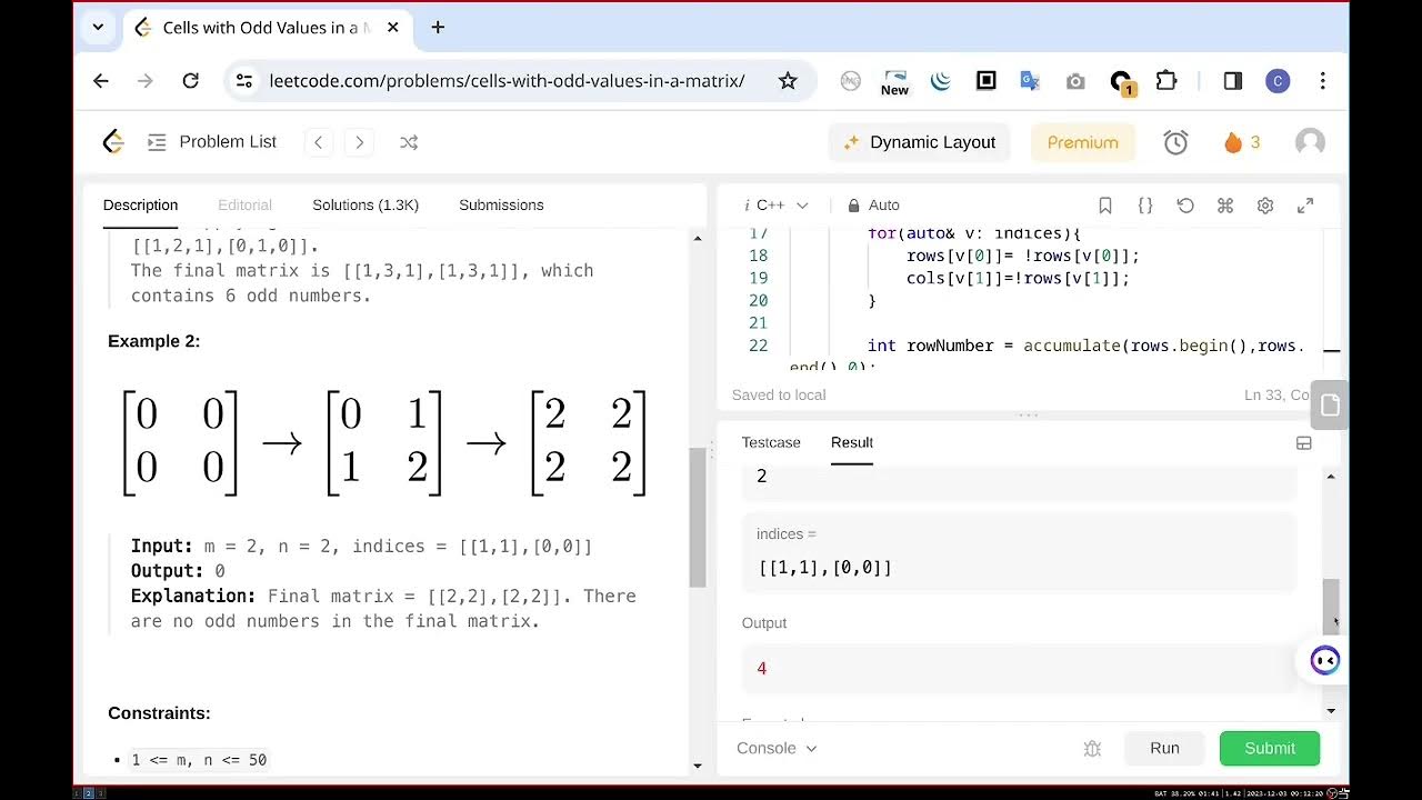 leetcode 1252 Cells with Odd Values in a Matrix - YouTube