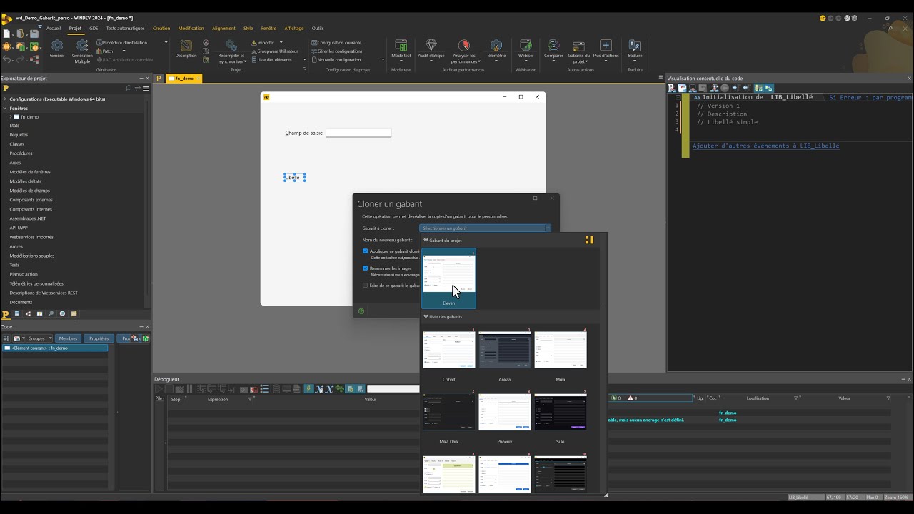 Comment cloner ou créer un gabarit perso avec Windev 2024 et modifier ...