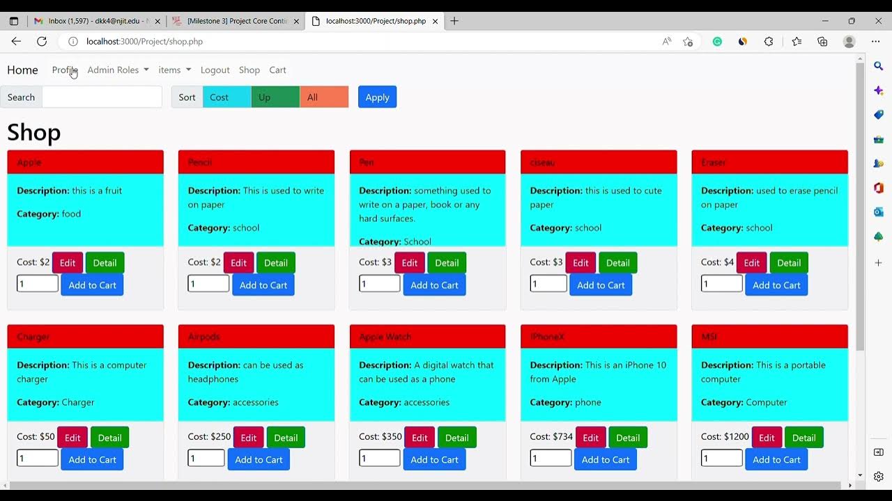 localhost 3000 Project login php# and 2 more pages Personal Microsoft ...