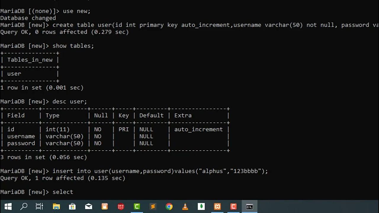MySql advanced commands in black window - YouTube