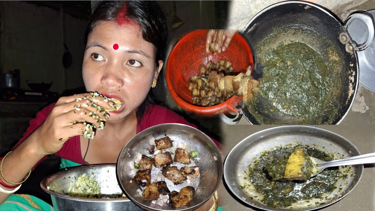 Narzi Oma || Pork with jute leaves Curry|| bodo traditional dish - YouTube