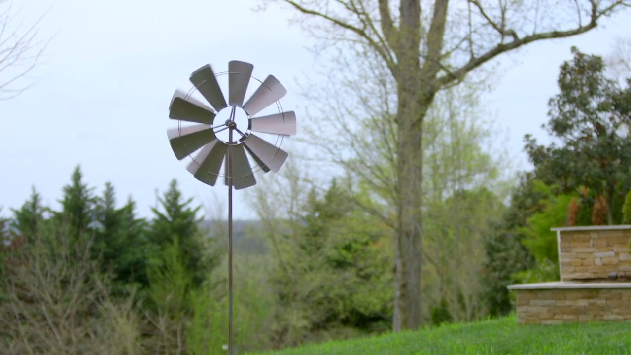 Galvanized Windmill Wind Spinner (47M2201) from Evergreen Garden - YouTube