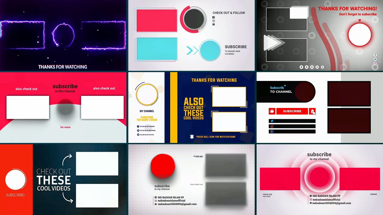TOP 10 AMAZING YOUTUBE END SCREEN (copyright free) // YOUTUBE END ...