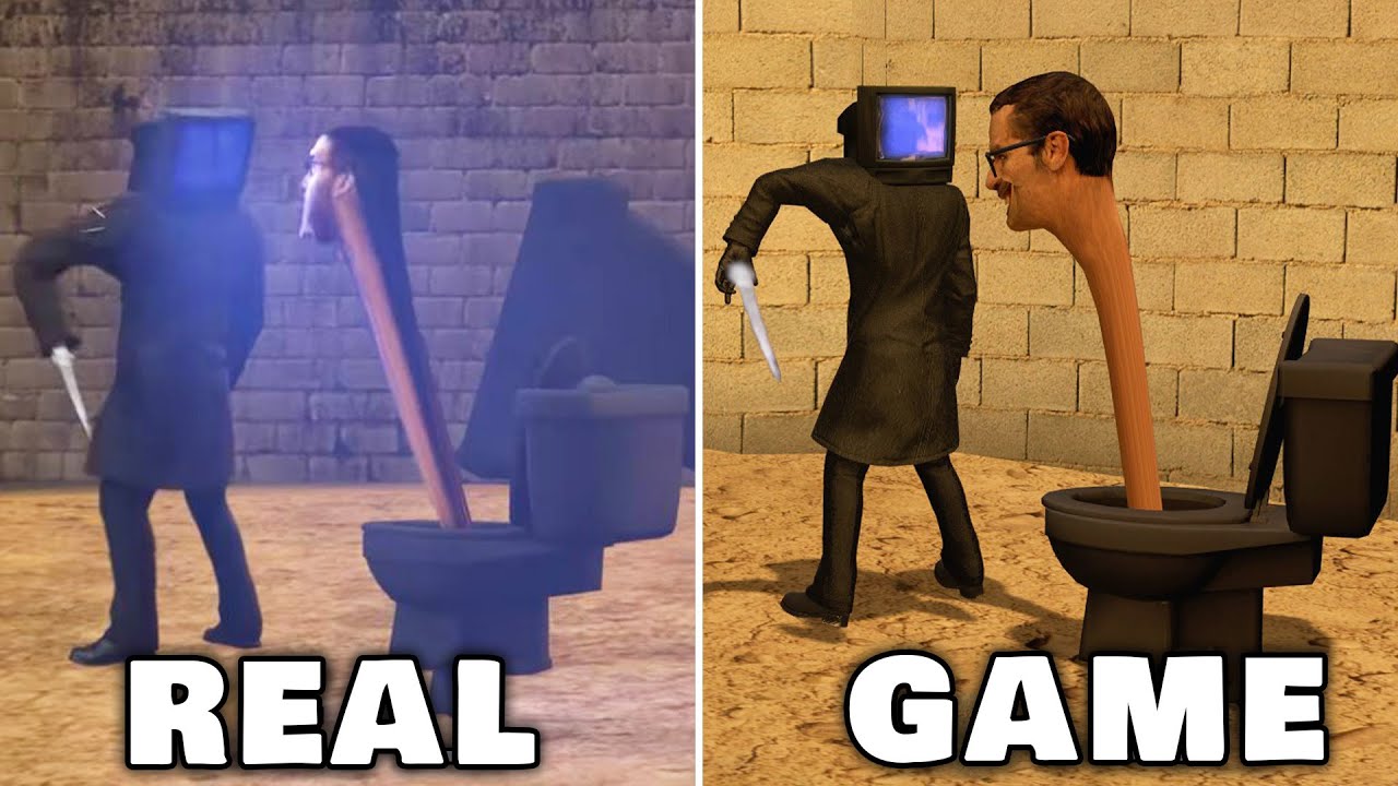 Skibidi toilets battles REAL VS GAME (Grey Claw Normal, POV-Cameraman ...