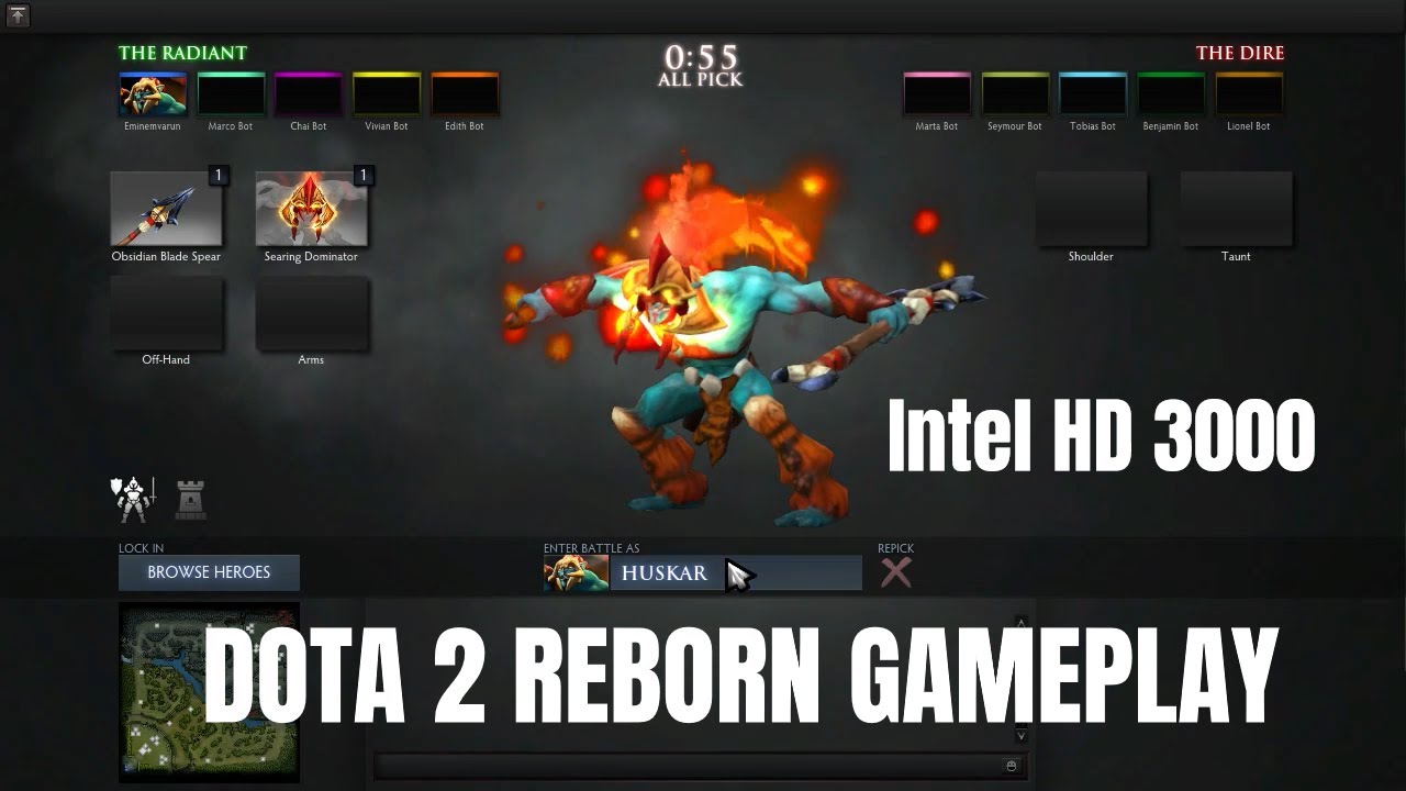 Dota 2 Reborn Gameplay on Intel HD 3000 - YouTube