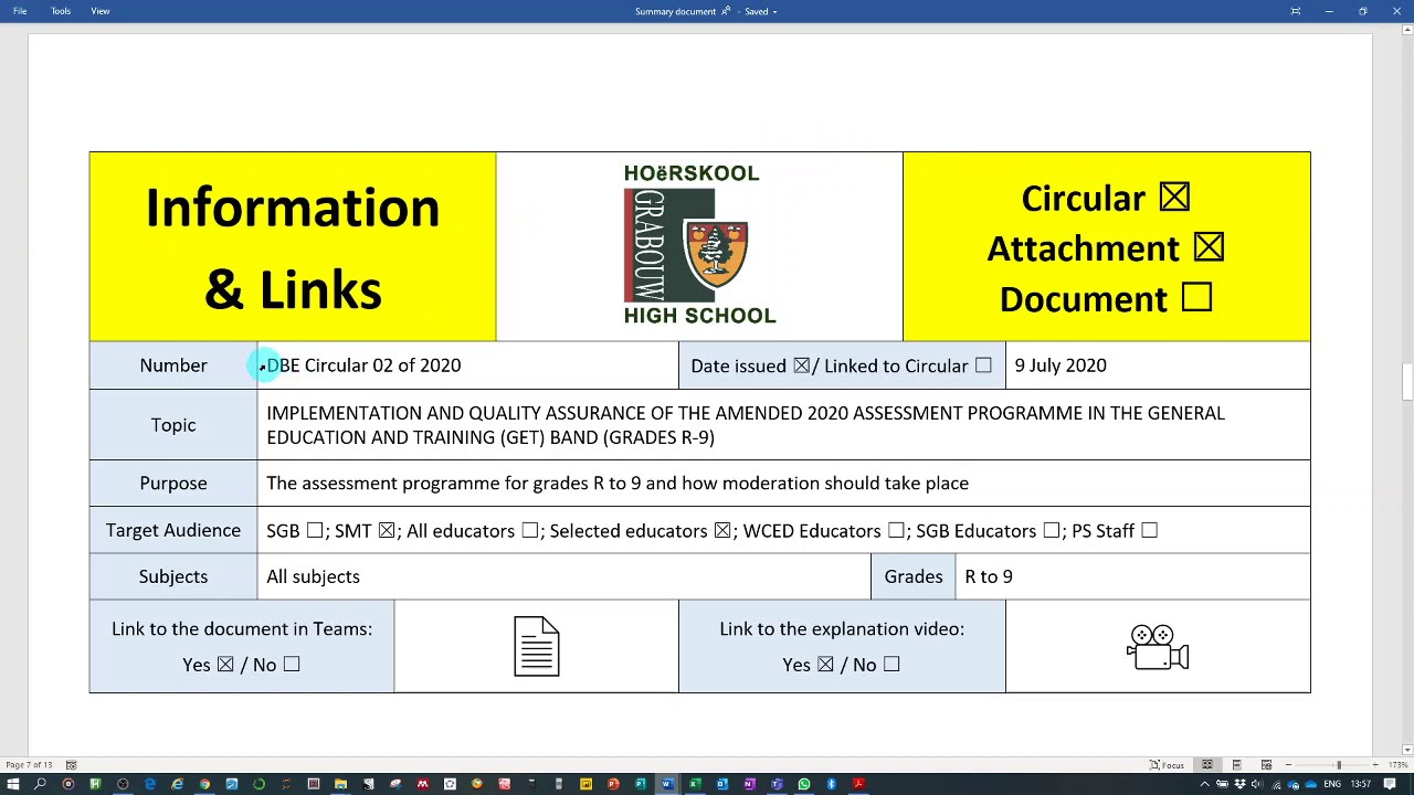 DBE Circular 02 of 2020 The amended assessment program for grades R to ...