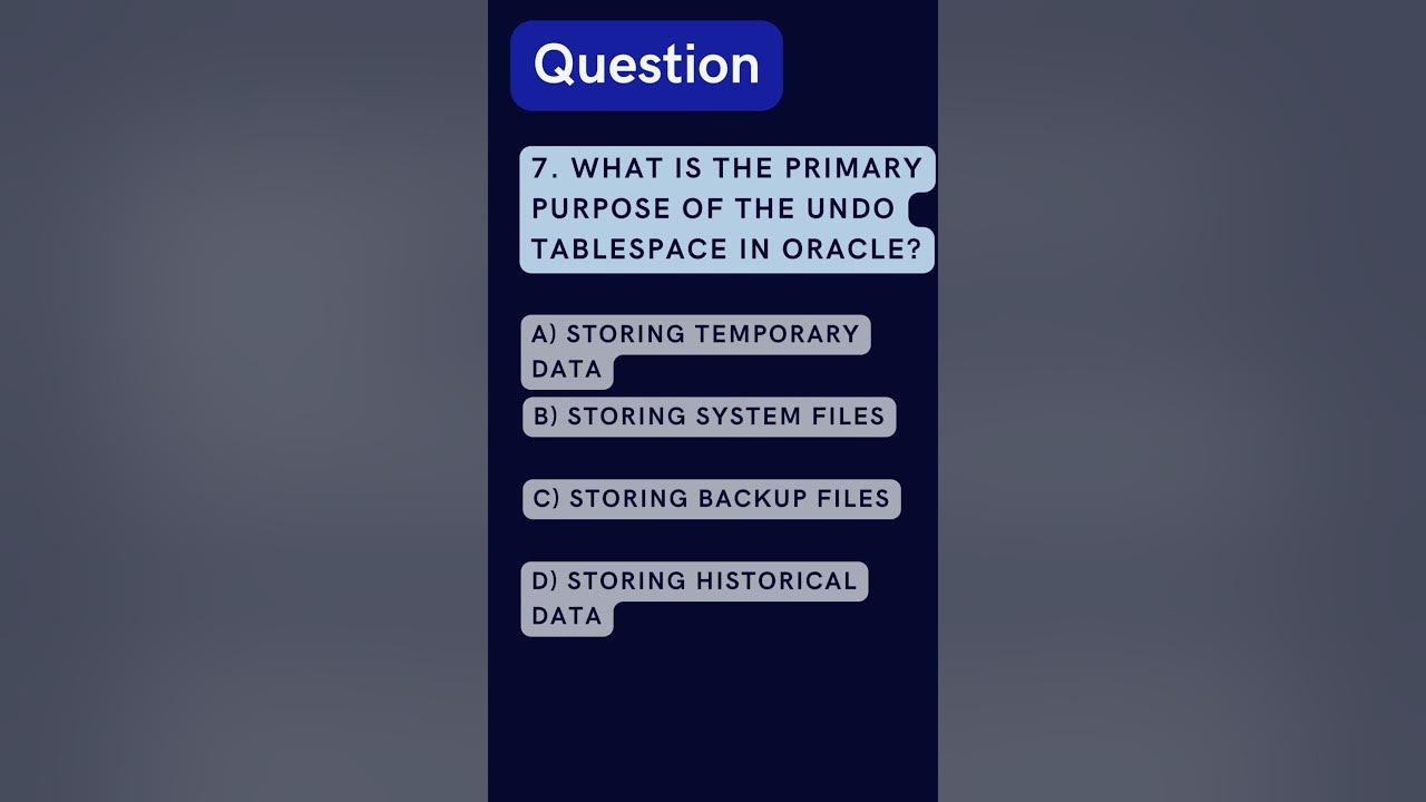 Oracle Dba Quiz 07 Databasemanagementsystem Oracledba Oracledbaonlinetraining Shorts Youtube