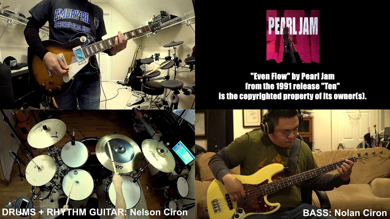 Pearl Jam - Even Flow [DRUMS + BASS + GUITAR COVER] - YouTube