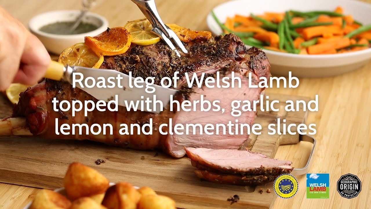 Roast leg of Welsh Lamb with clementine slices - YouTube