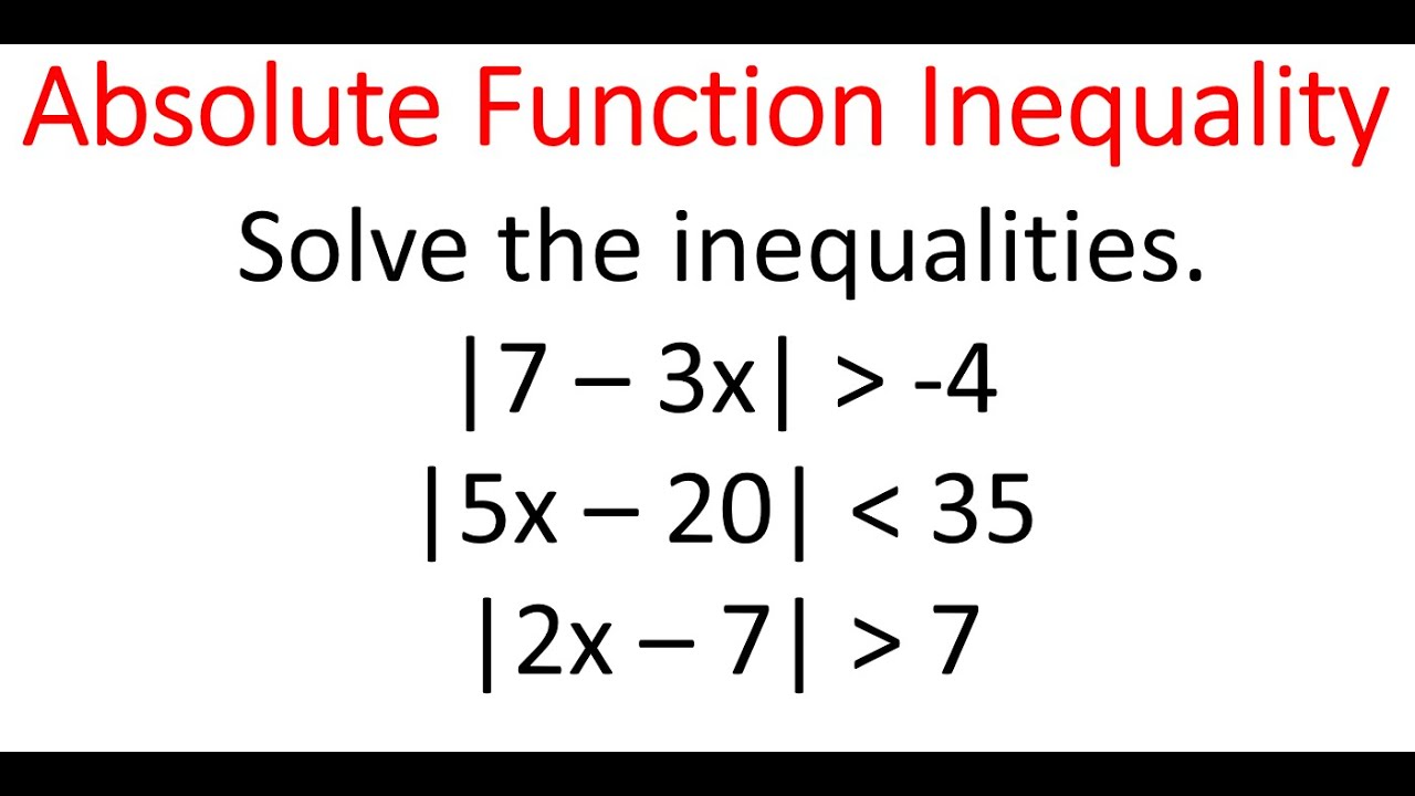 Solving Absolute Value Function Inequalities - YouTube