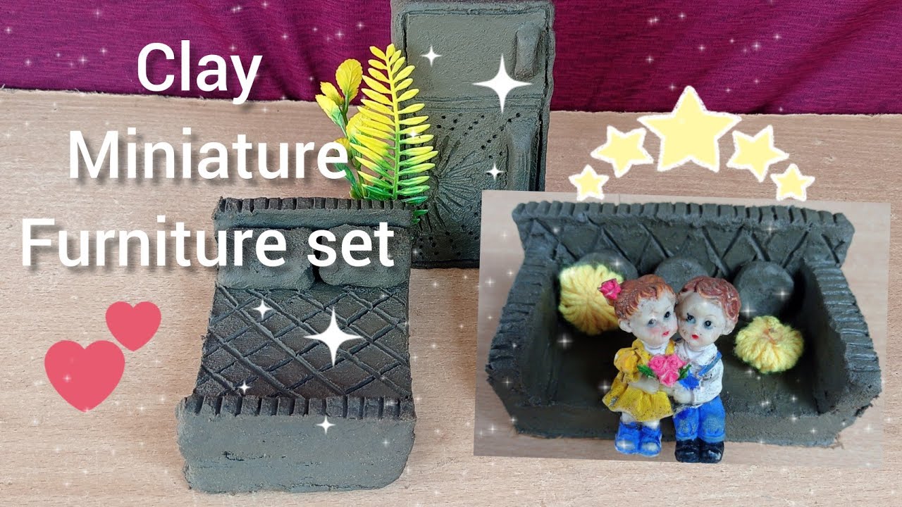 How to make Clay miniature furniture set | handmade mini furniture set ...