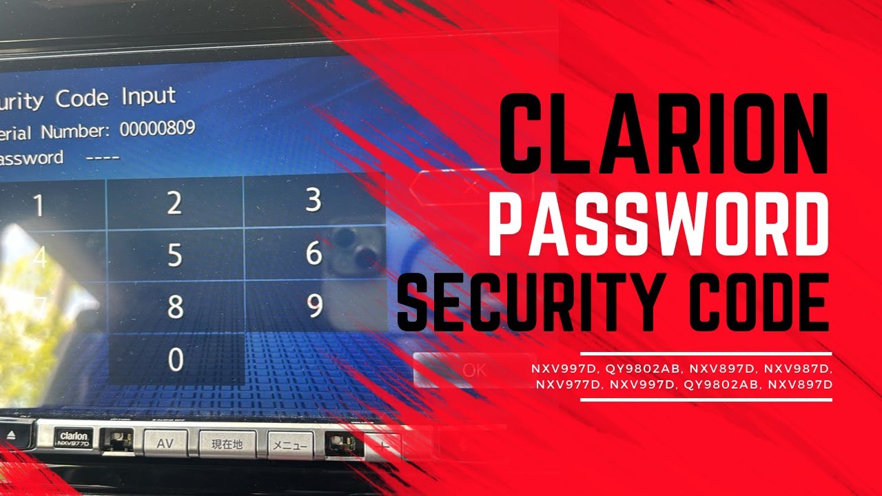 CLARION SECURITY CODE UNLOCK PASSWORD NXV997D, NXV897D, NXV987D ...