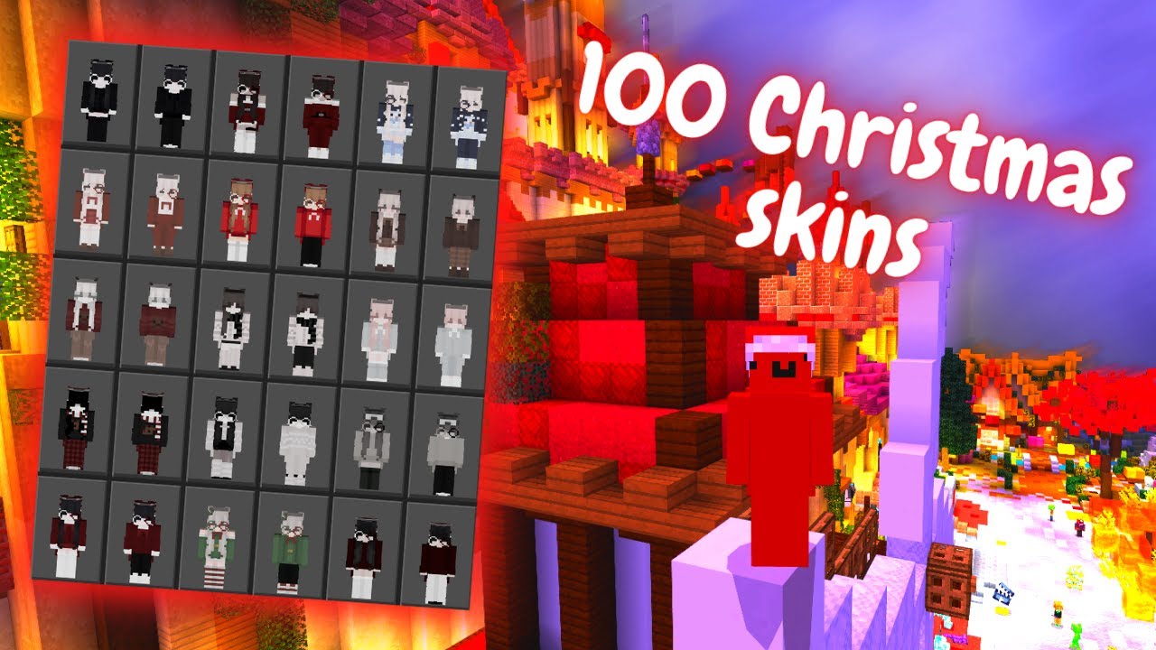 100 CHRISTMAS skins with Custom Capes skin pack (MCBE +) 1.19+ - YouTube