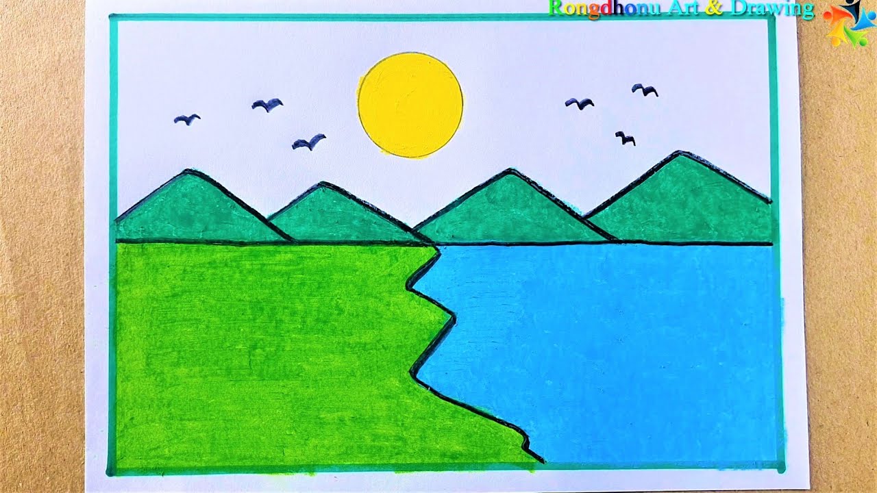 😍😍Learn to draw and paint beautiful scenes 😘😘 Scenery drawing easy ...