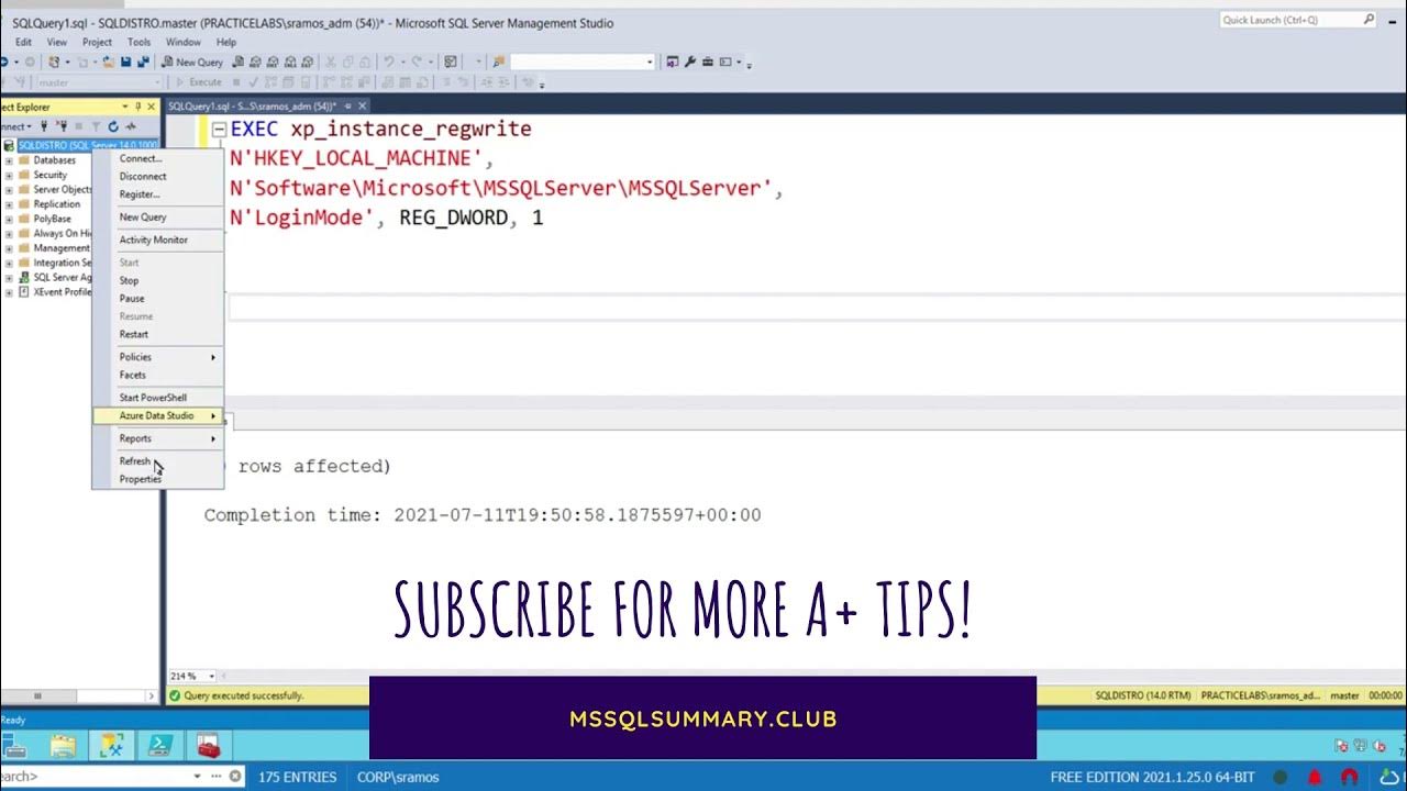 Change SQL Server Authentication Mode via TSQL/Powershell - YouTube