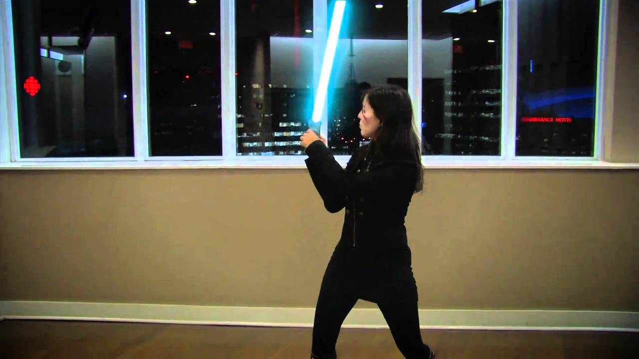 Cute girl with lightsaber - YouTube