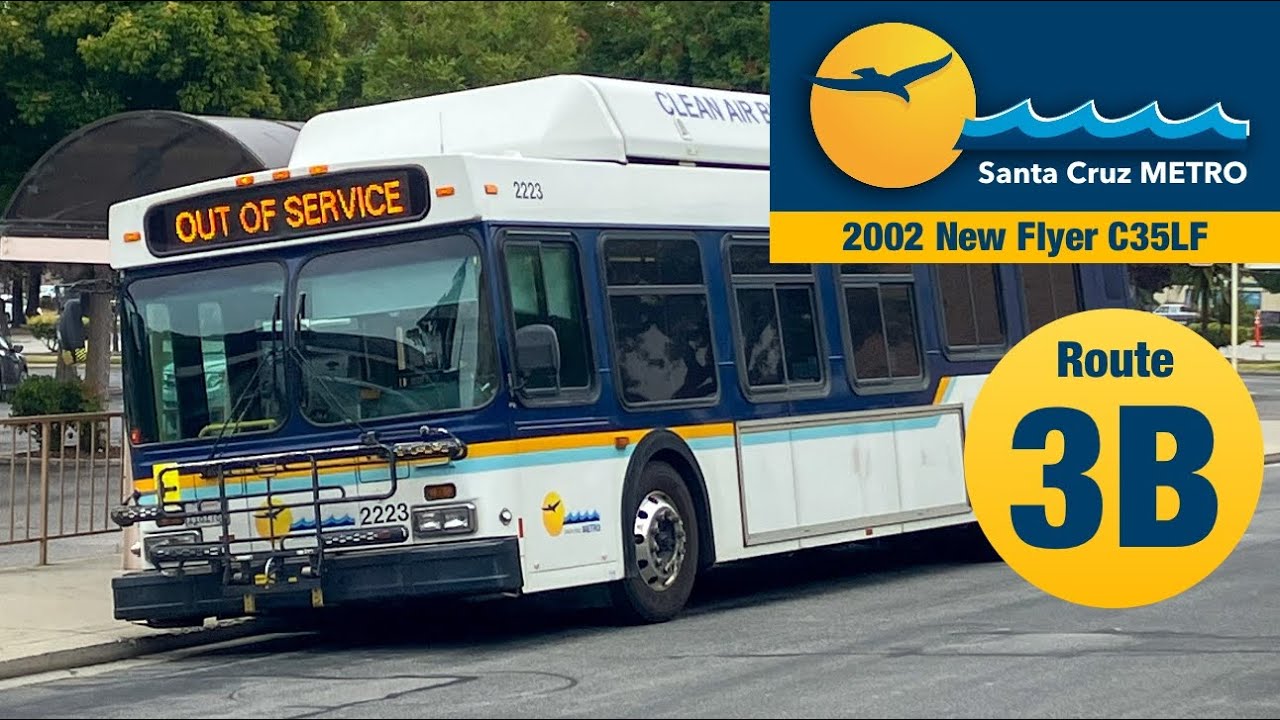Santa Cruz Metro: 2002 New Flyer C35LF on route 3B - YouTube
