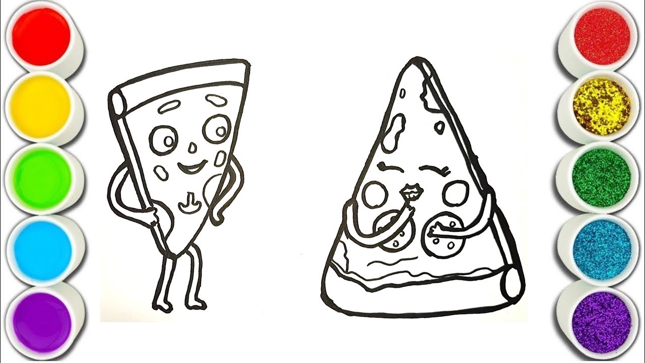 Pizza slices Drawing,Painting and Coloring for Kids, Toddlers Easy ...