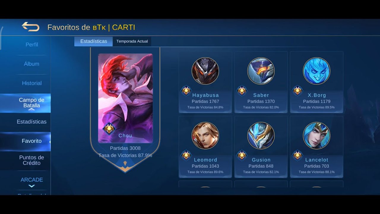 Chou Top Global N° 1 - BTK CARTI - Mobile Legends: Bang Bang (MLBB ...