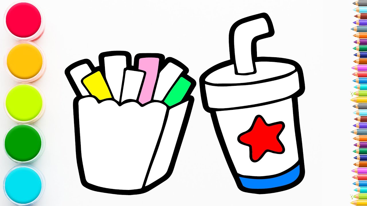 How to Draw a French Fries and Soft Drinks | Step by Step - YouTube