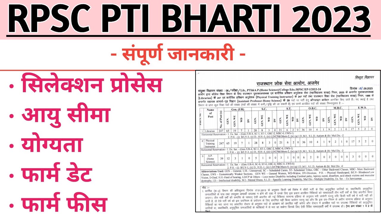 Rpsc PTI Recruitment 2023 | College PTI Bharti 2023 | Rpsc | Tilok ...