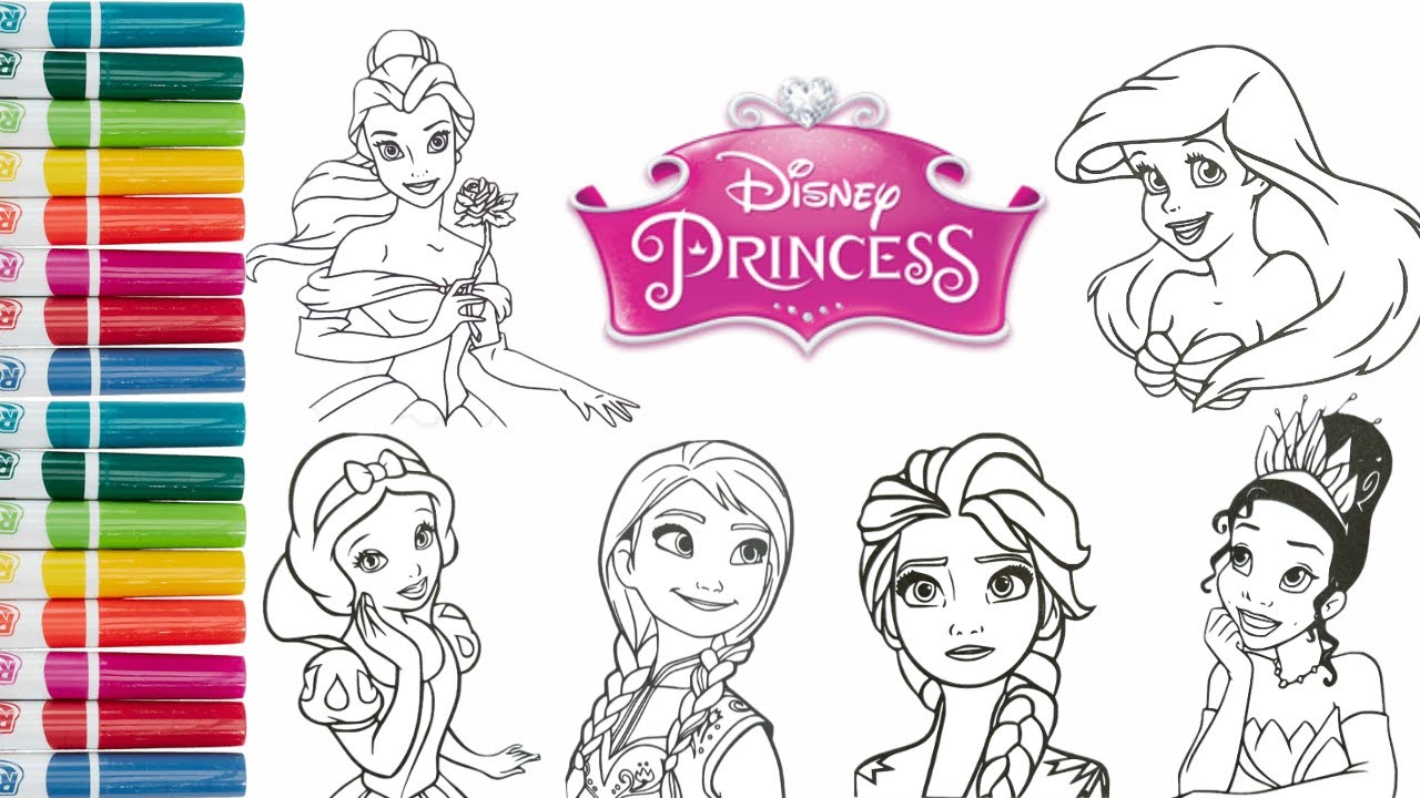 ️ ️ ️ Disney Princess Coloring Pages Compilation | Elsa Anna Snow White ...