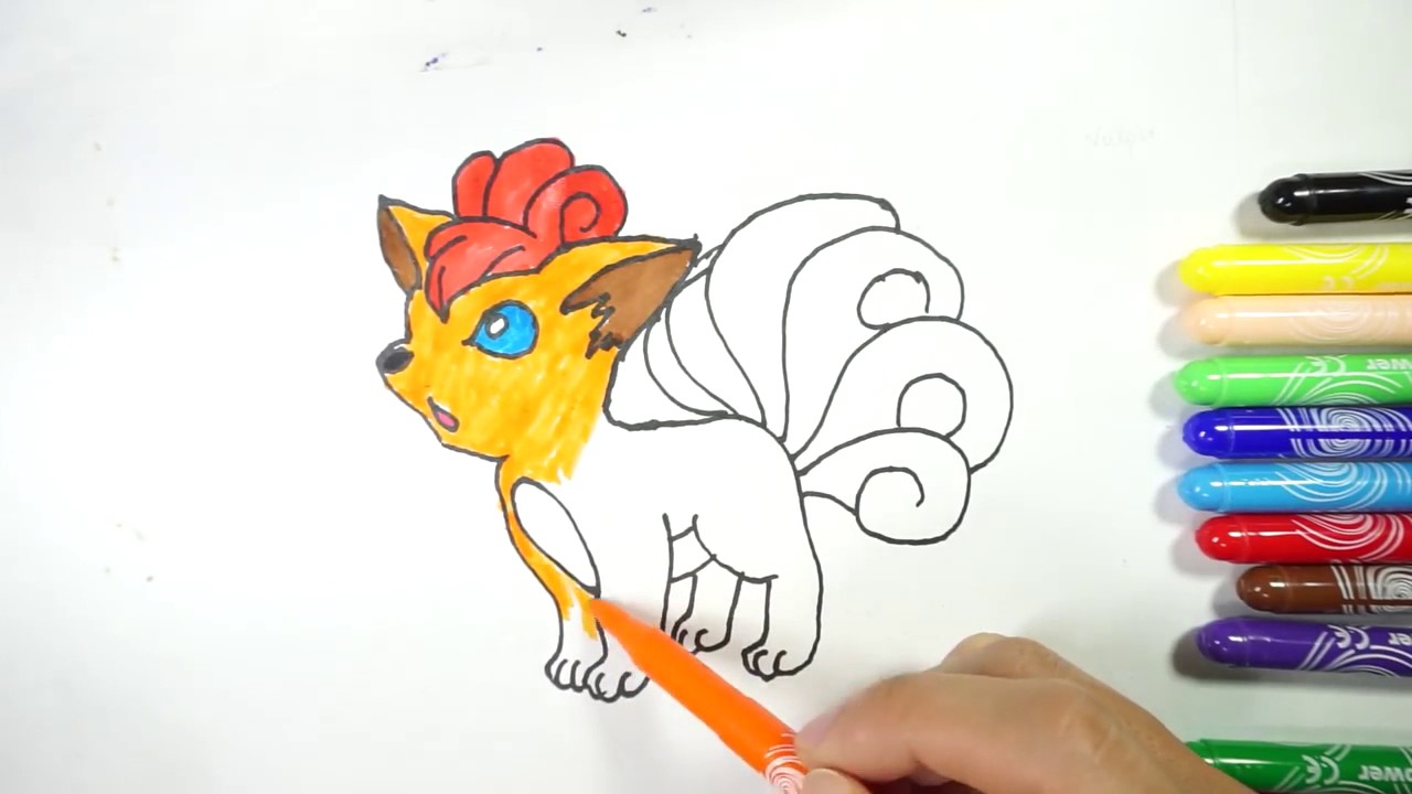 How to Draw vulpix pokemon | Kids Learn Drawing vulpix| Art Colours ...