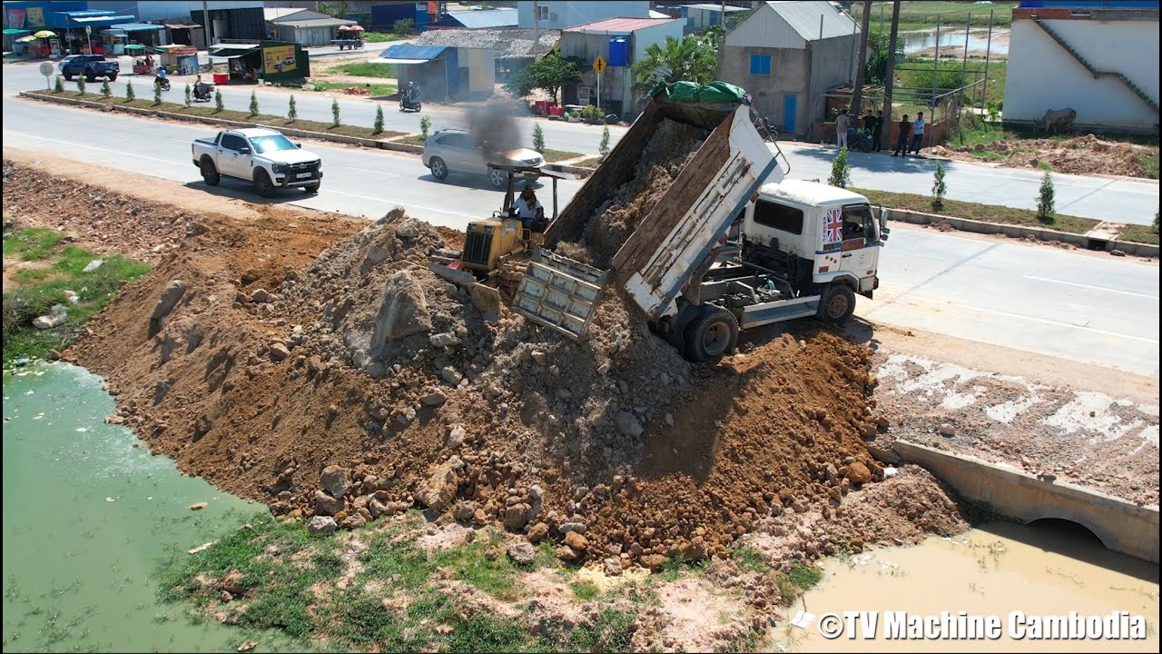 Starting Project Fill Soil By Techniques Skills Miniature Bulldozer ...