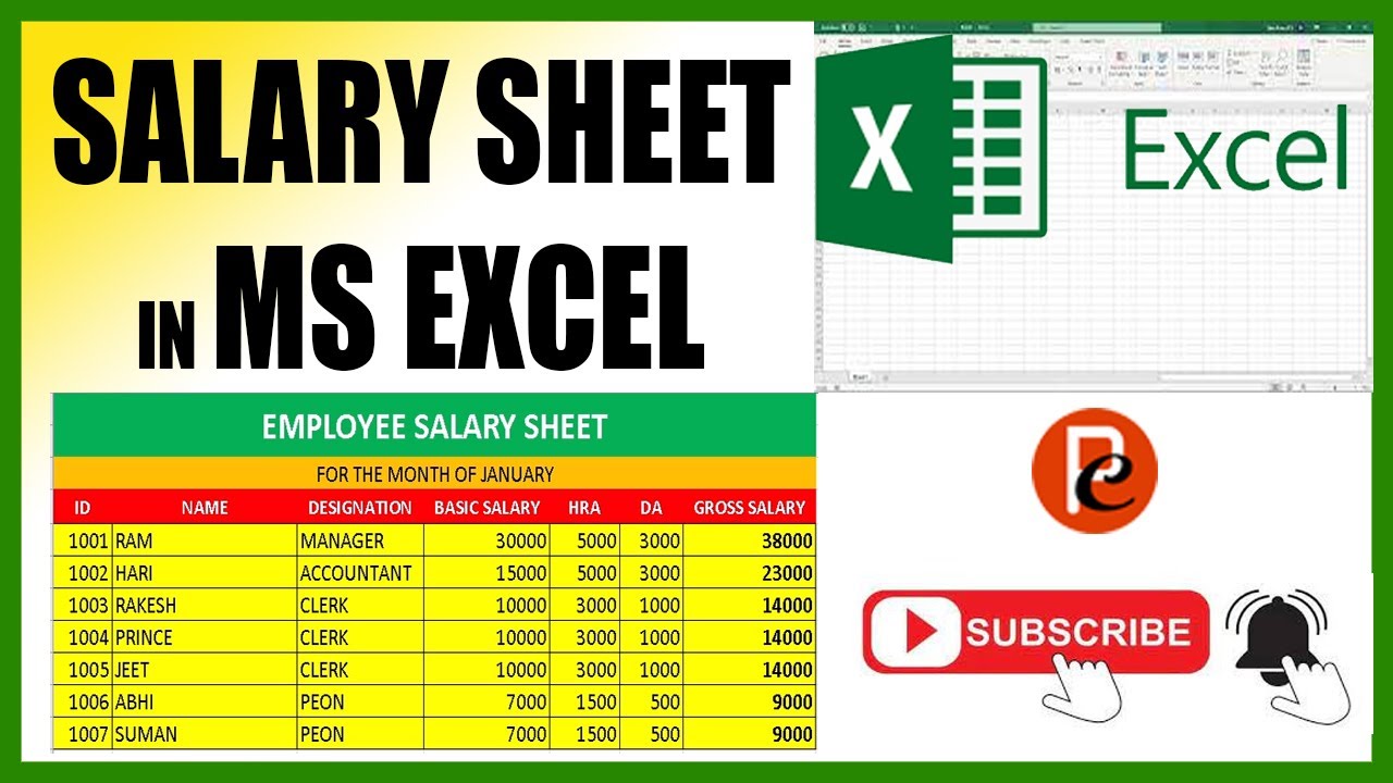 SALARY SHEET IN EXCEL | EXCEL VIDEO | HOW TO MAKE SALARY SHEET ...