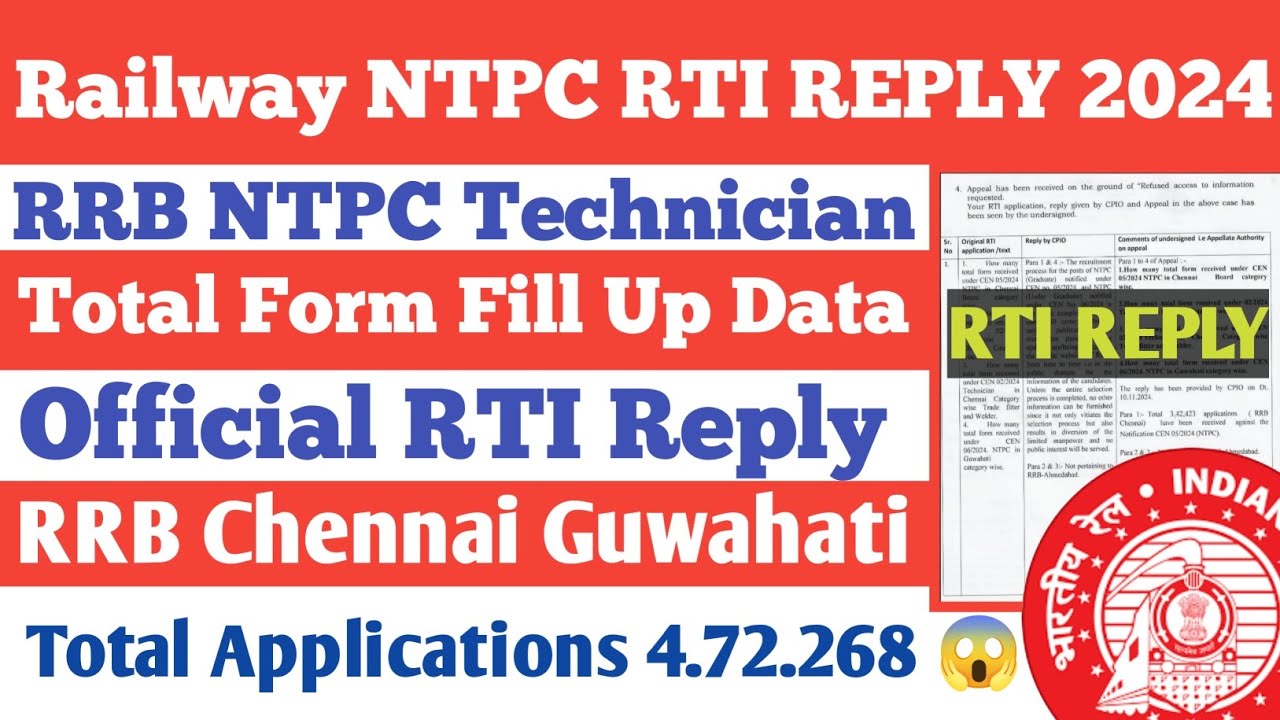 RRB NTPC Form Fill up Data Official RTI Reply | RRB Technician Form ...