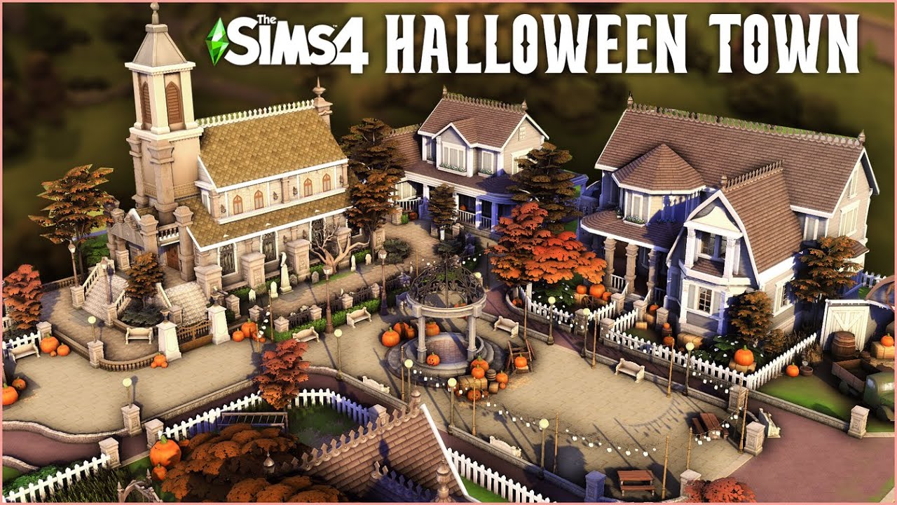Sims 4 TRICK OR TREAT NEIGHBORHOOD - Halloween Build (No CC) - YouTube
