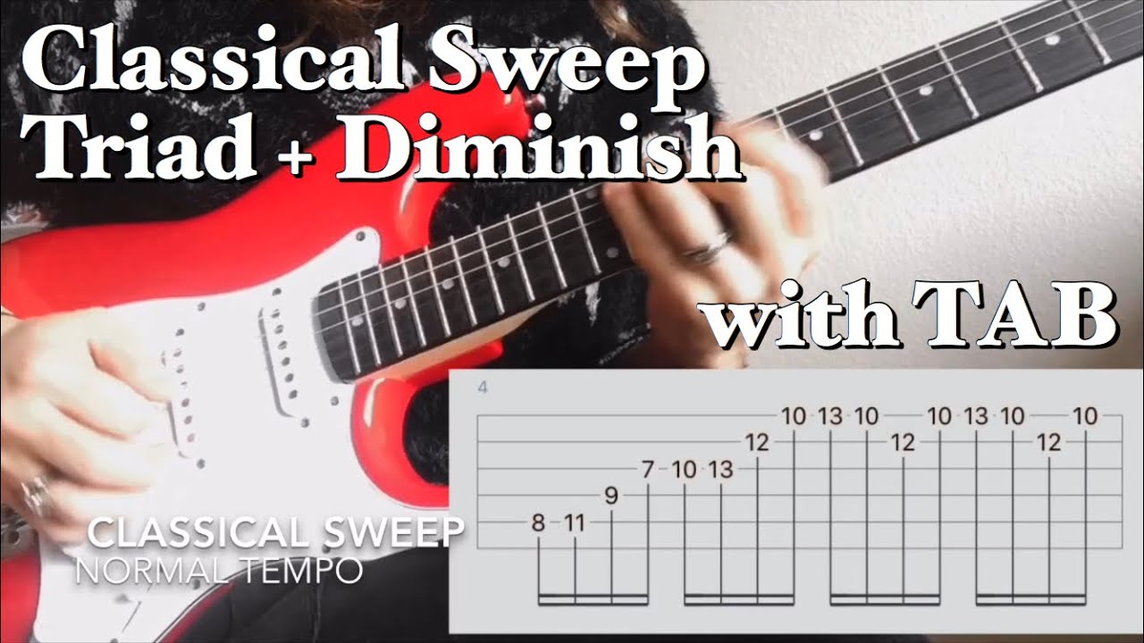 Guitar Sweep Picking Neo Classical Triad + Diminish Combo with TAB ...