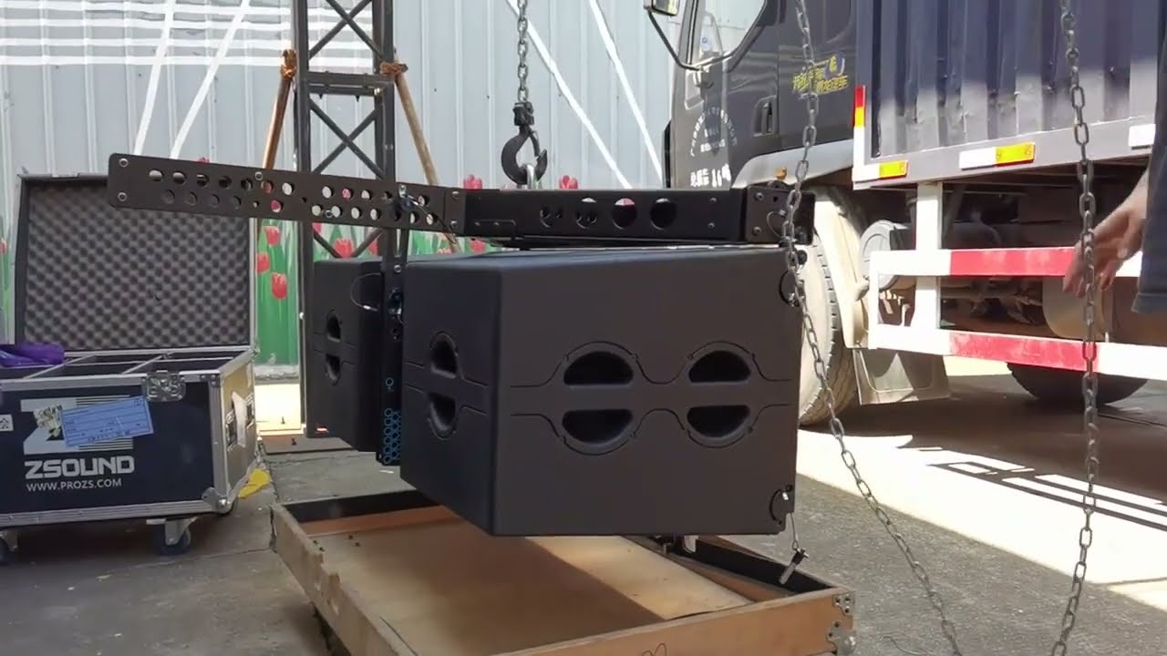 LC215 Dual 15inch line array speaker hanging - YouTube