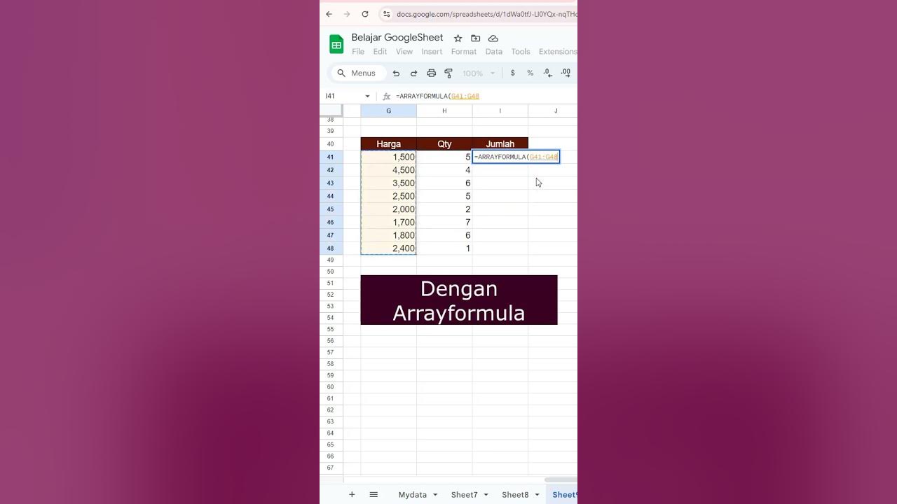 Menggunakan Arrayformula vs tidak - YouTube