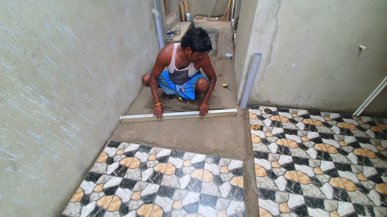 Construction Techniques of Floor_Install Patterned Tiles for House ...
