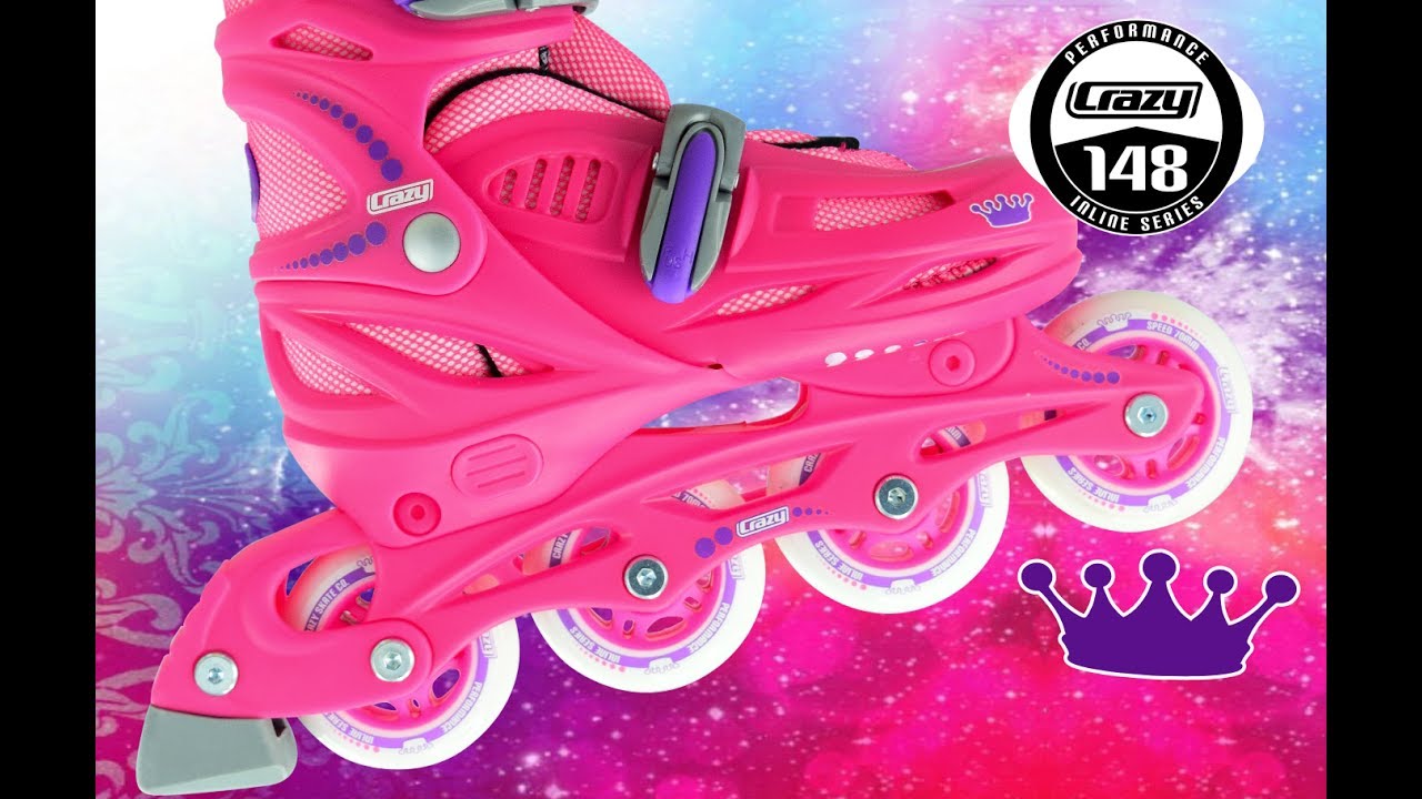 148 Pink Kids Adjustable Skate by Crazy Skates - YouTube